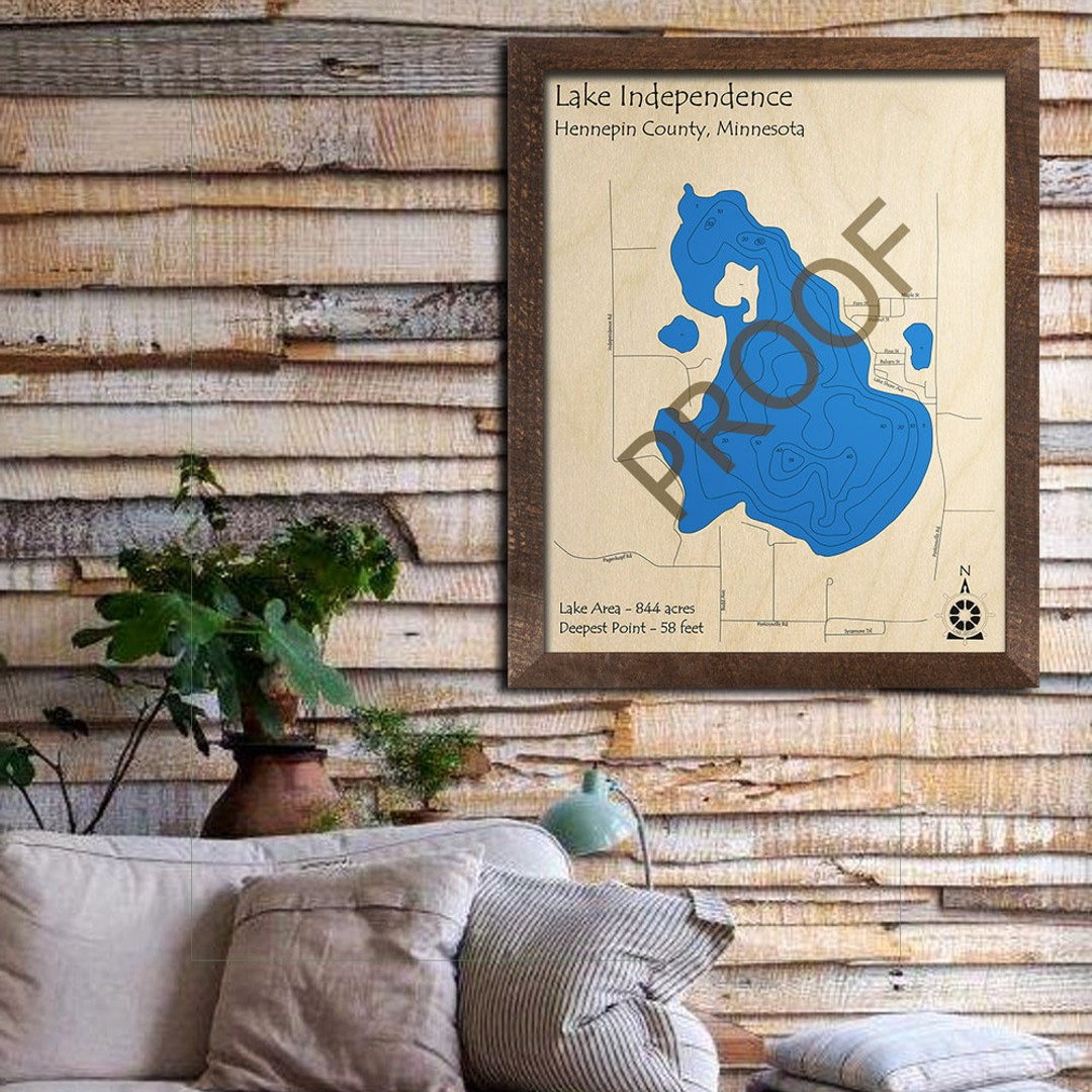 Lake Independence, MN 3D Wood Map | Custom Nautical Map, Cabin Decor ...