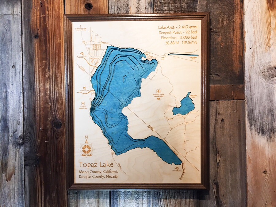 Topaz Lake 3D Wood Map 3D Wood Chart of Topaz Lake Topaz - Etsy UK