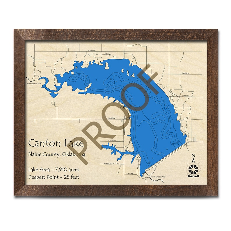 Canton Lake OK 3D Wood Map 3D Depth Map Cabin Decor Lake - Etsy