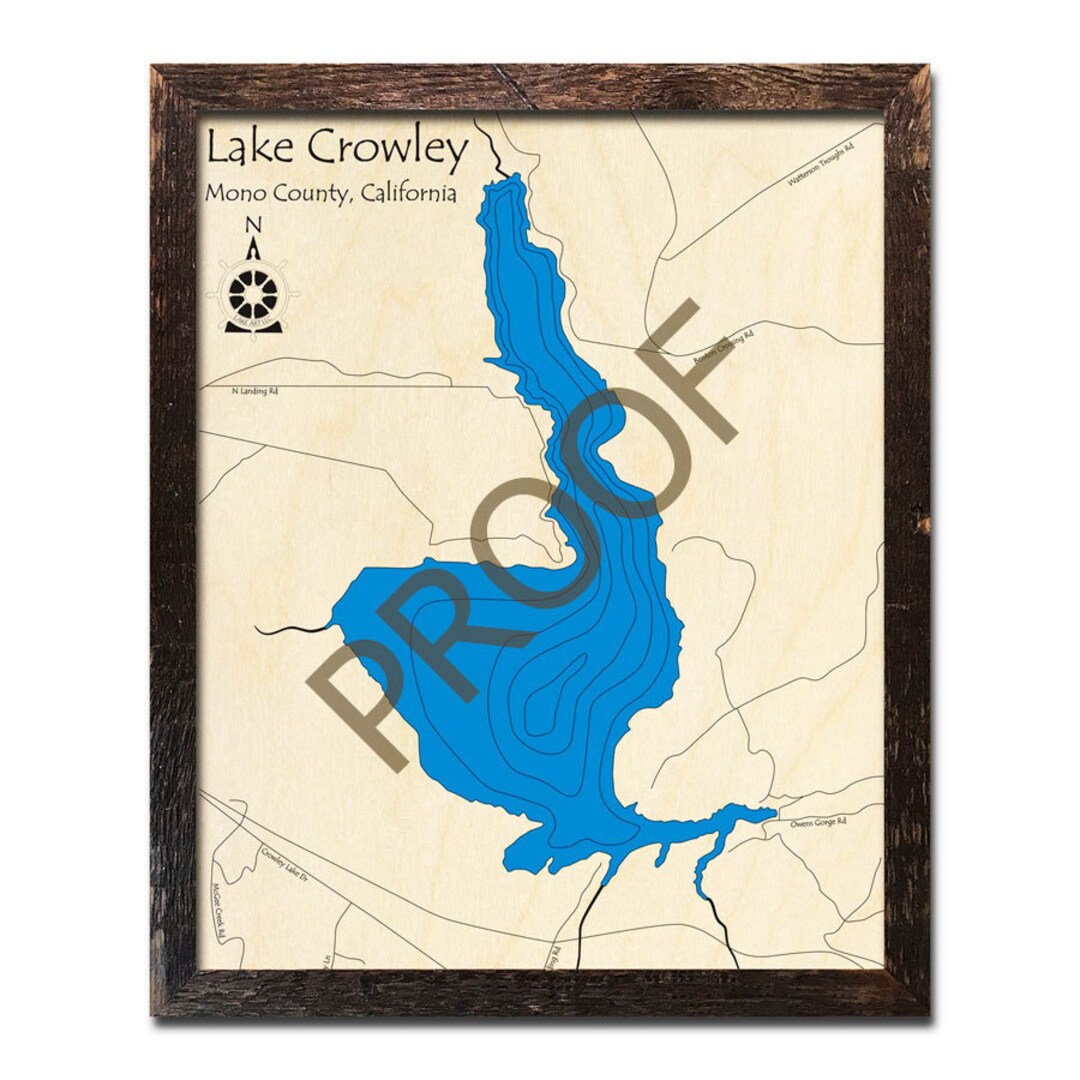Wooden Lake Crowley Map | 3D Nautical Wood Chart | Cabin Decor - Lake ...