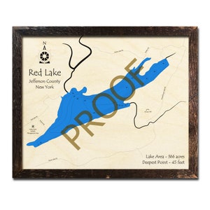 Red Lake, New York 3D Wood Map | Cabin Decor - Lake House Décor ...
