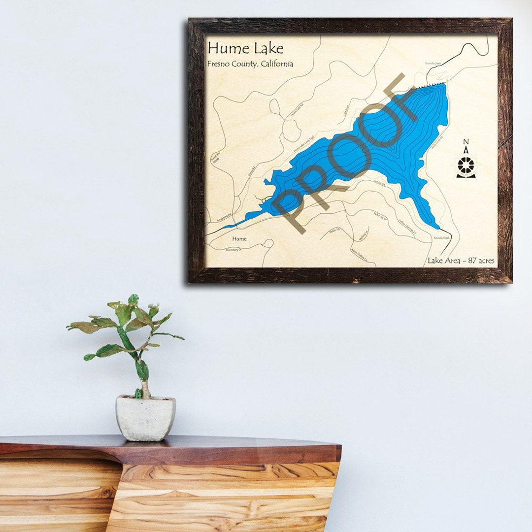 Hume Lake, California 3D Wood Map | Cabin Decor - Lake House Décor ...