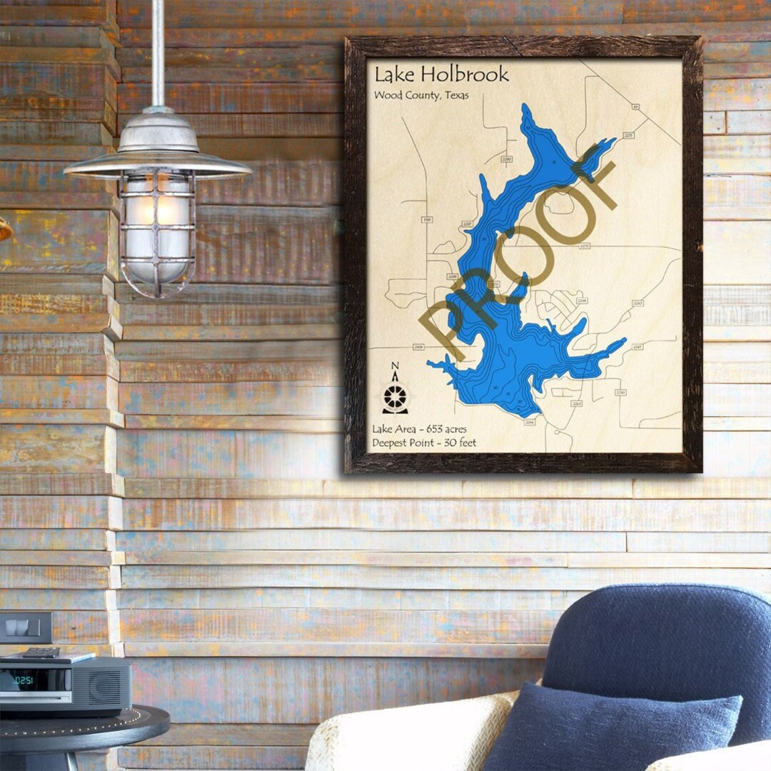 Lake Holbrook, Texas 3D Wood Map | Cabin Decor - Lake House Décor ...