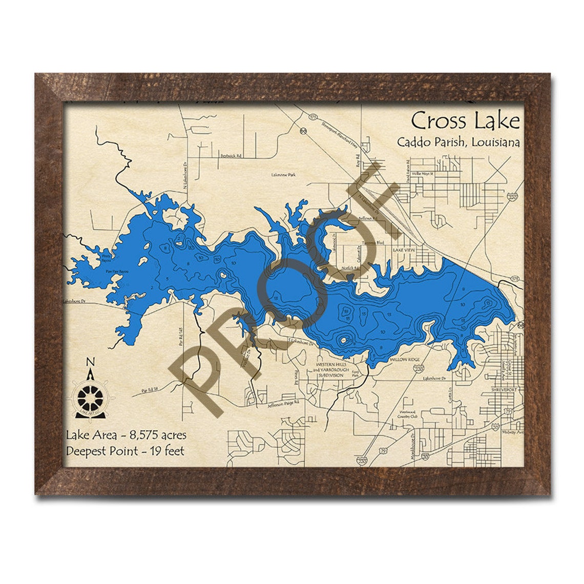 Cross Lake Louisiana 3D Wood Map Custom Nautical Map Cabin | Etsy