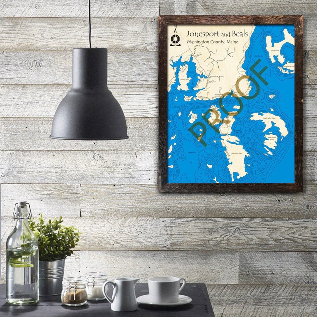 Jonesport - Beals, ME 3D Wood Map | Custom Cabin Decor - Beach House ...