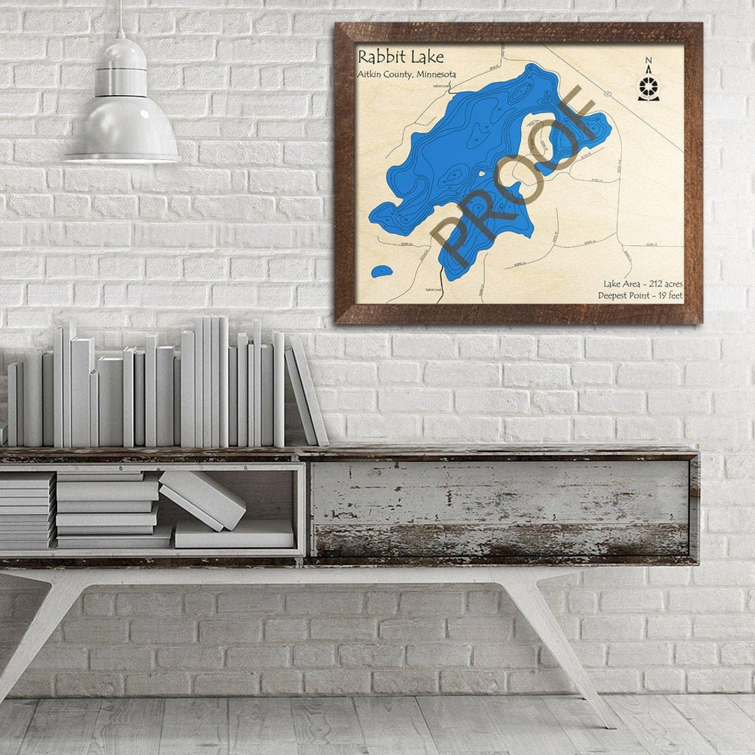 Rabbit Lake (aitkin Cty), MN 3D Wood Map | Custom Nautical Map, Cabin ...