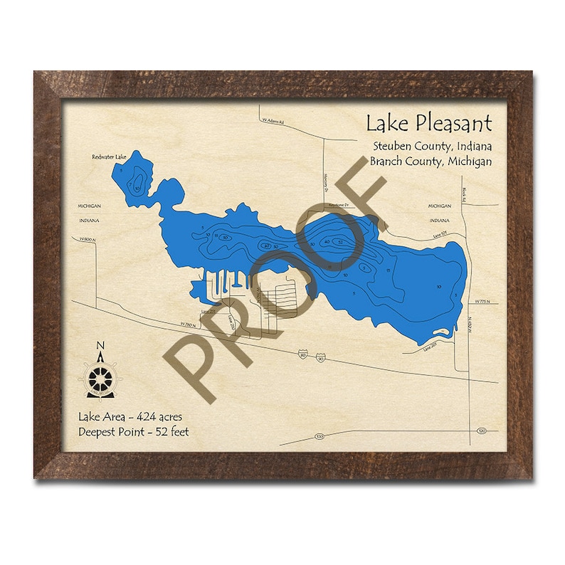 Lake Pleasant Indiana 3D Wood Map Custom Nautical Map - Etsy