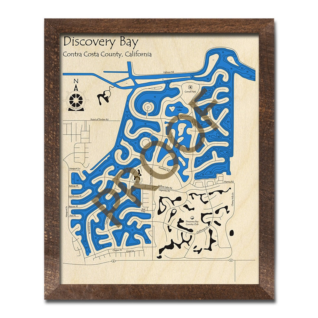 Wooden Discovery Bay CA Map 3D Wood Chart Cabin Decor, Lake House Decor ...