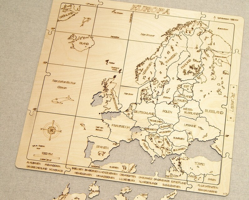 Wooden Puzzle Europe - German Version - Etsy