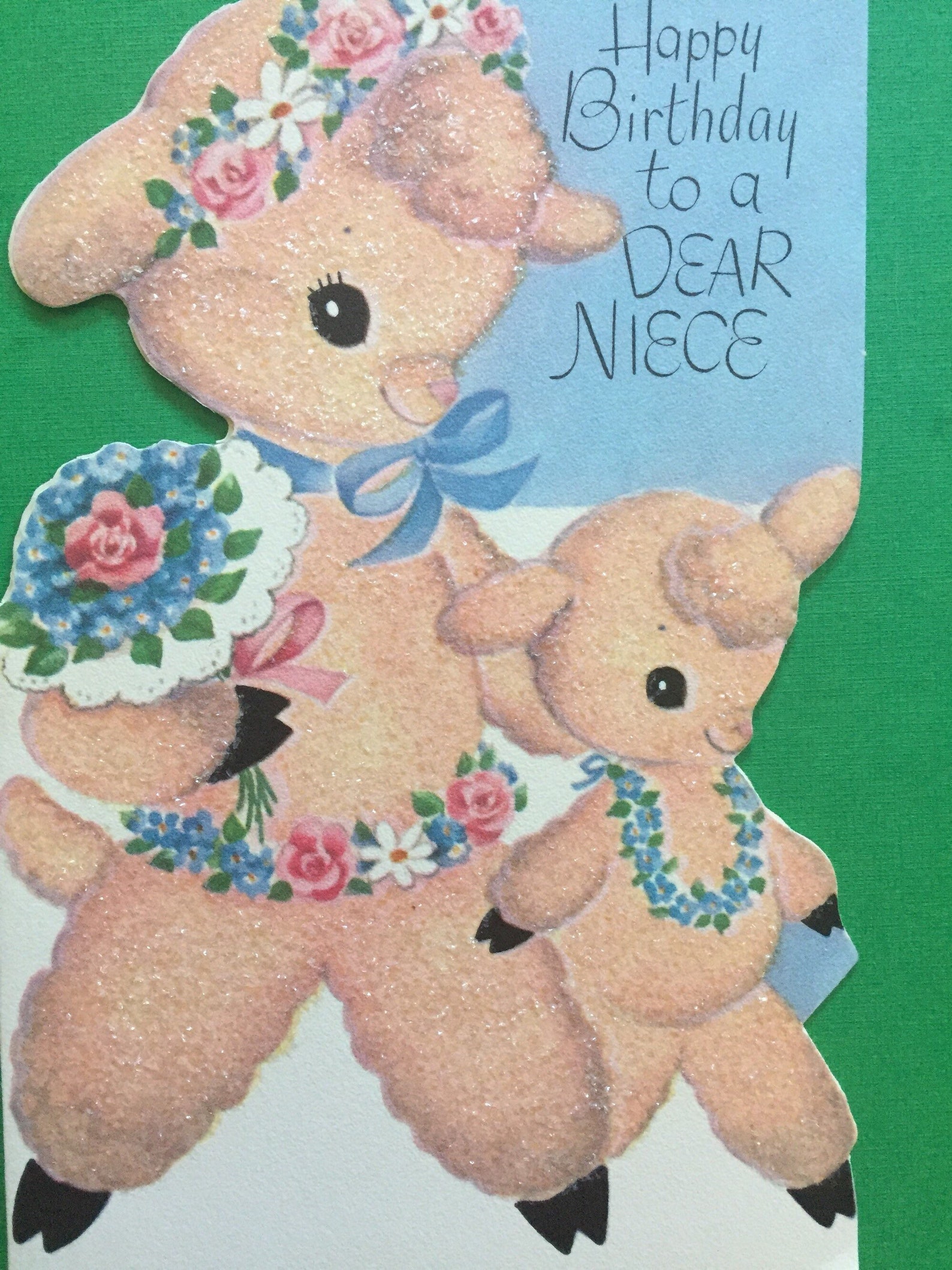 Used Vintage Birthday Card For Niece Pink Glitter Lambs Made Etsy Used Vintage Birthday Card For Niece Pink Glitter Lambs Made Etsy