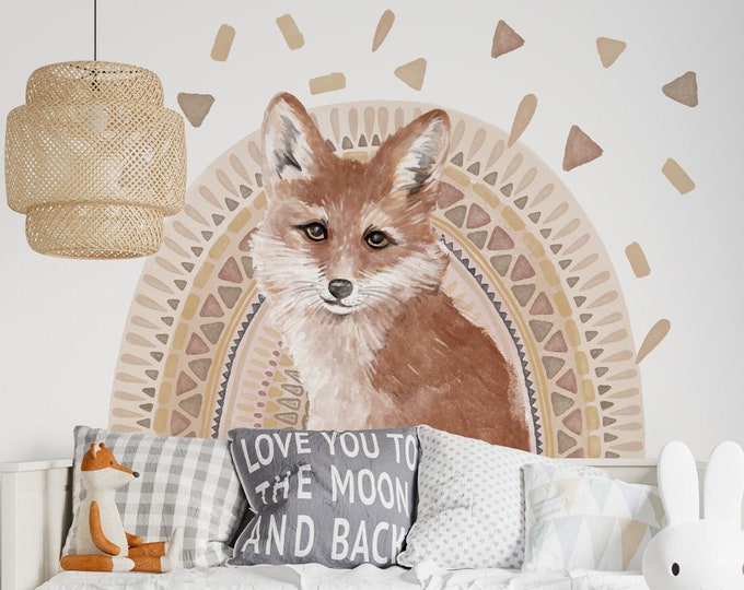 Arctic Fox Wall Decal, Polar Fox Sticker, Watercolor Wall Sticker ...