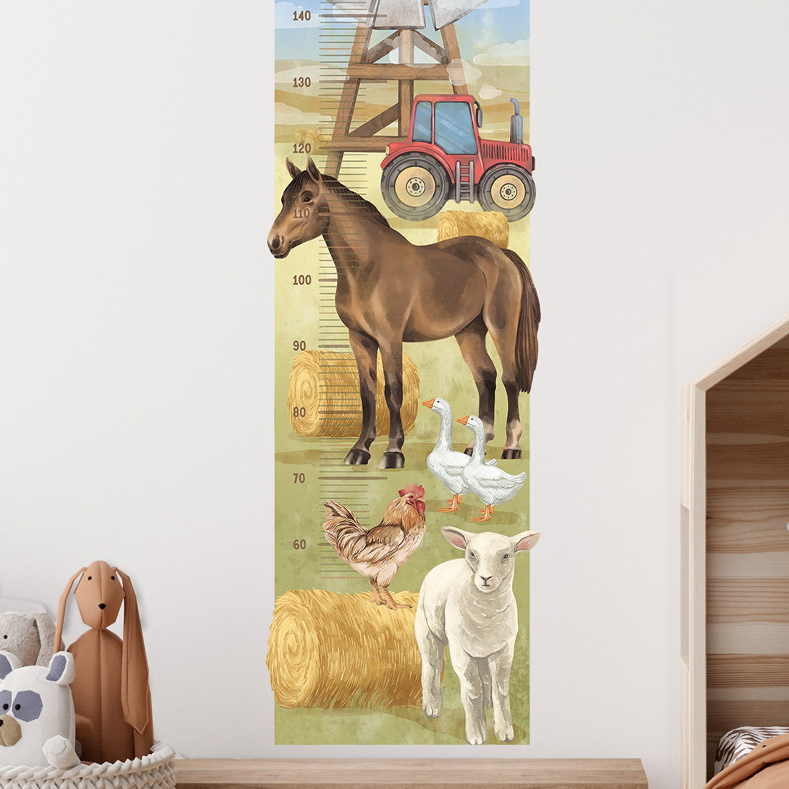 FARM Height Chart Watercolor Wall Decal for Kids Nursery Room - Etsy