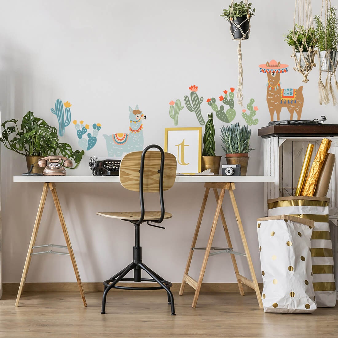 LLAMAS SET Wall Decal / Nursery Decor / Cactus Wall Decal / Llamas Wall ...