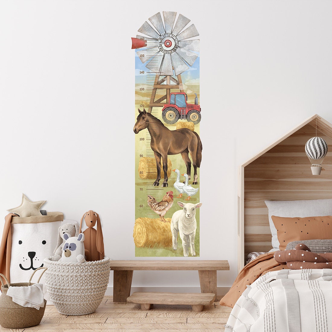 FARM Height Chart Watercolor Wall Decal for Kids Nursery Room - Etsy