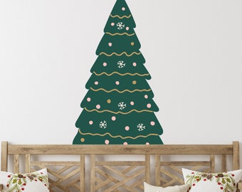 Christmas Tree Wall Decal Fresh Cut Holiday Vinyl Stickers for Living ...