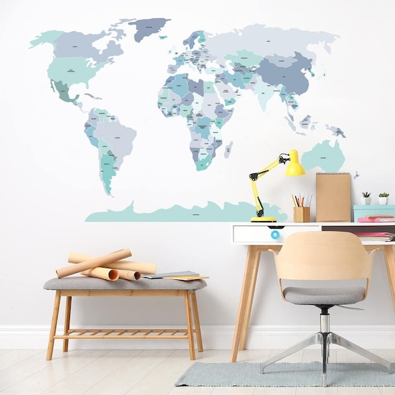Vinilo Decorativo Con Mapa Del Mundo Para Pared Fotomural Vinilo Pared