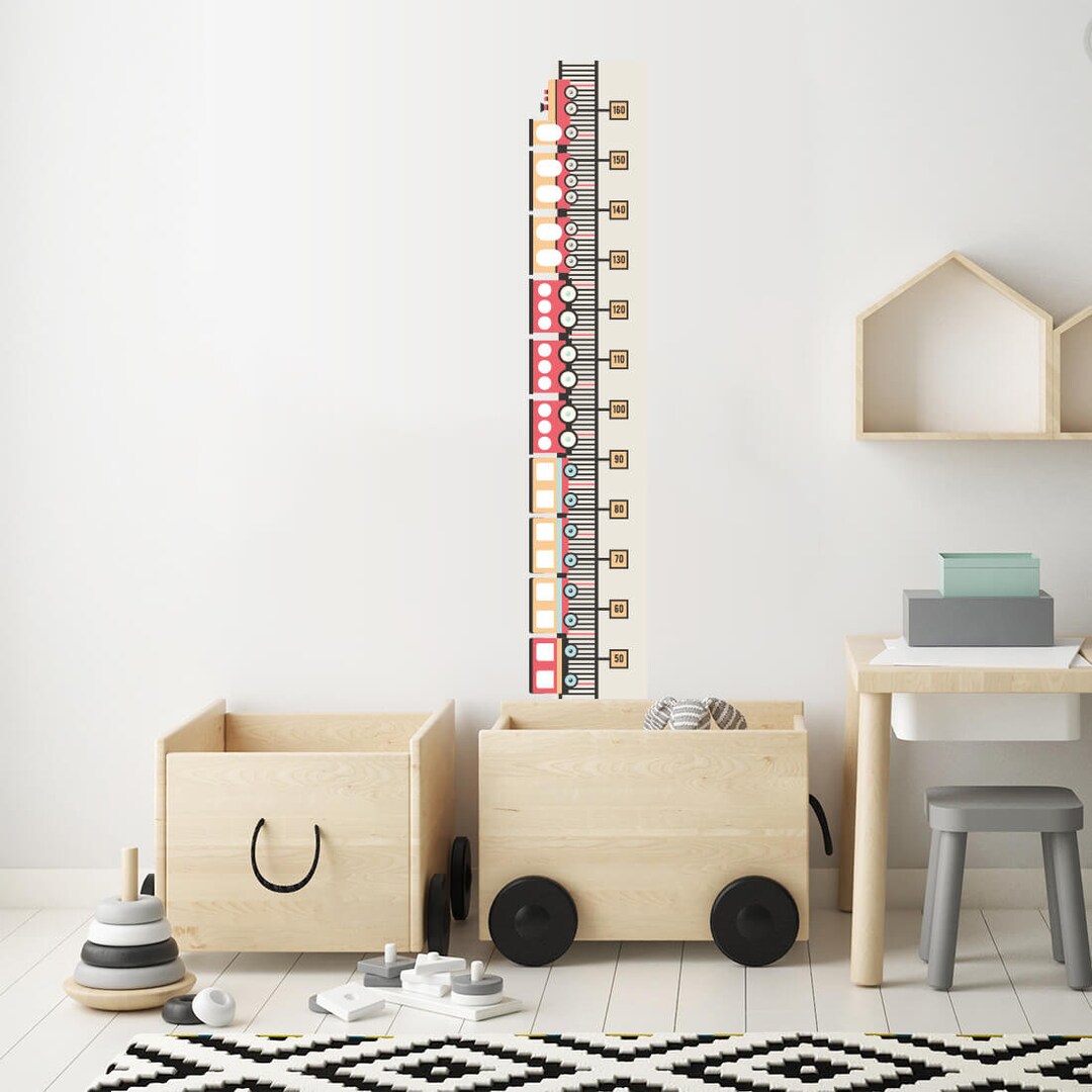 Train Metric Height Chart Wall Decal for Boys, Measurement Chart, Child ...