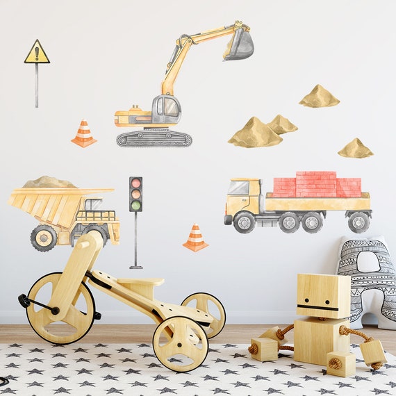 CONSTRUCTION SET II Yellow Watercolor Wall Stickers for Kids - Etsy