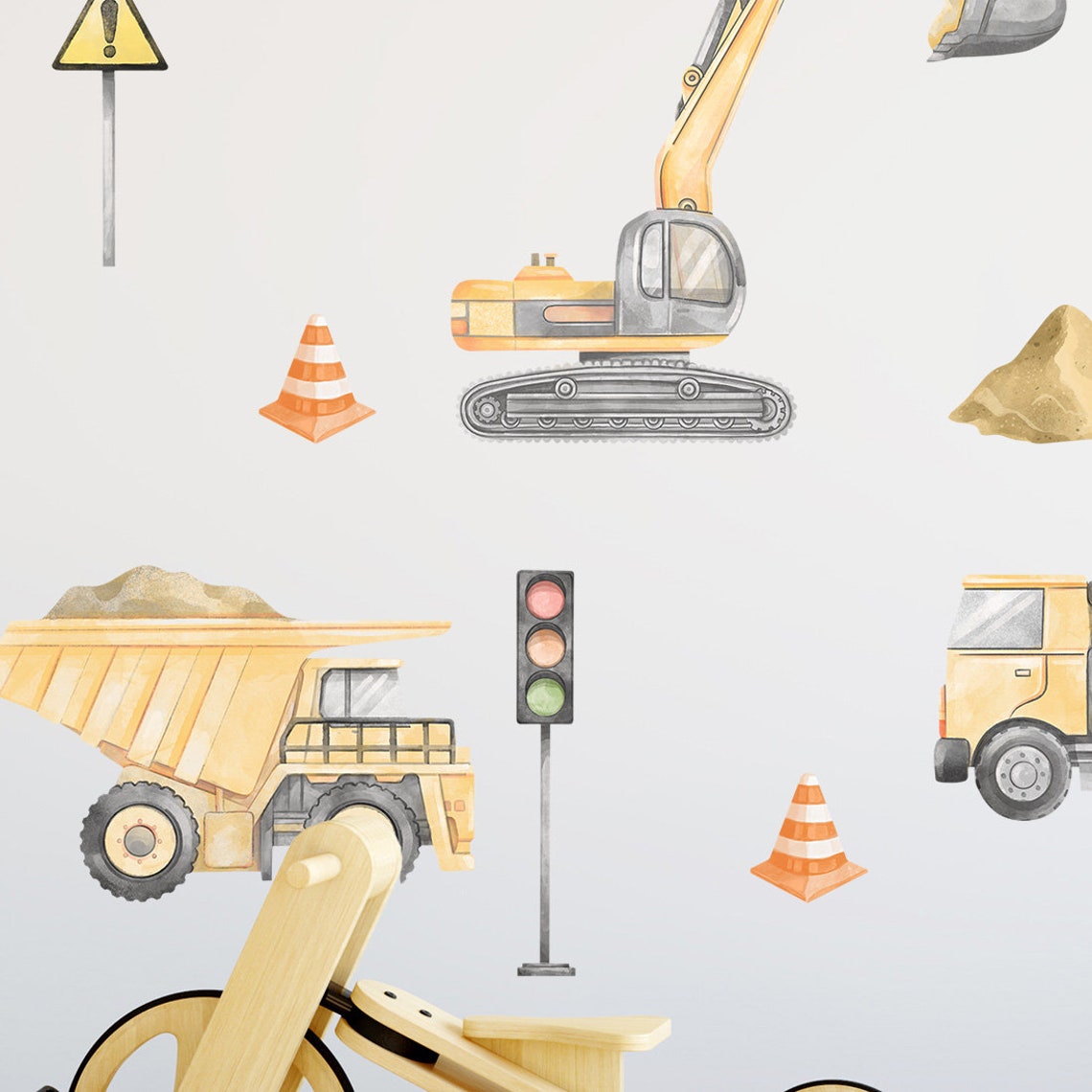 CONSTRUCTION SET II Yellow Watercolor Wall Stickers for Kids, Nursery ...