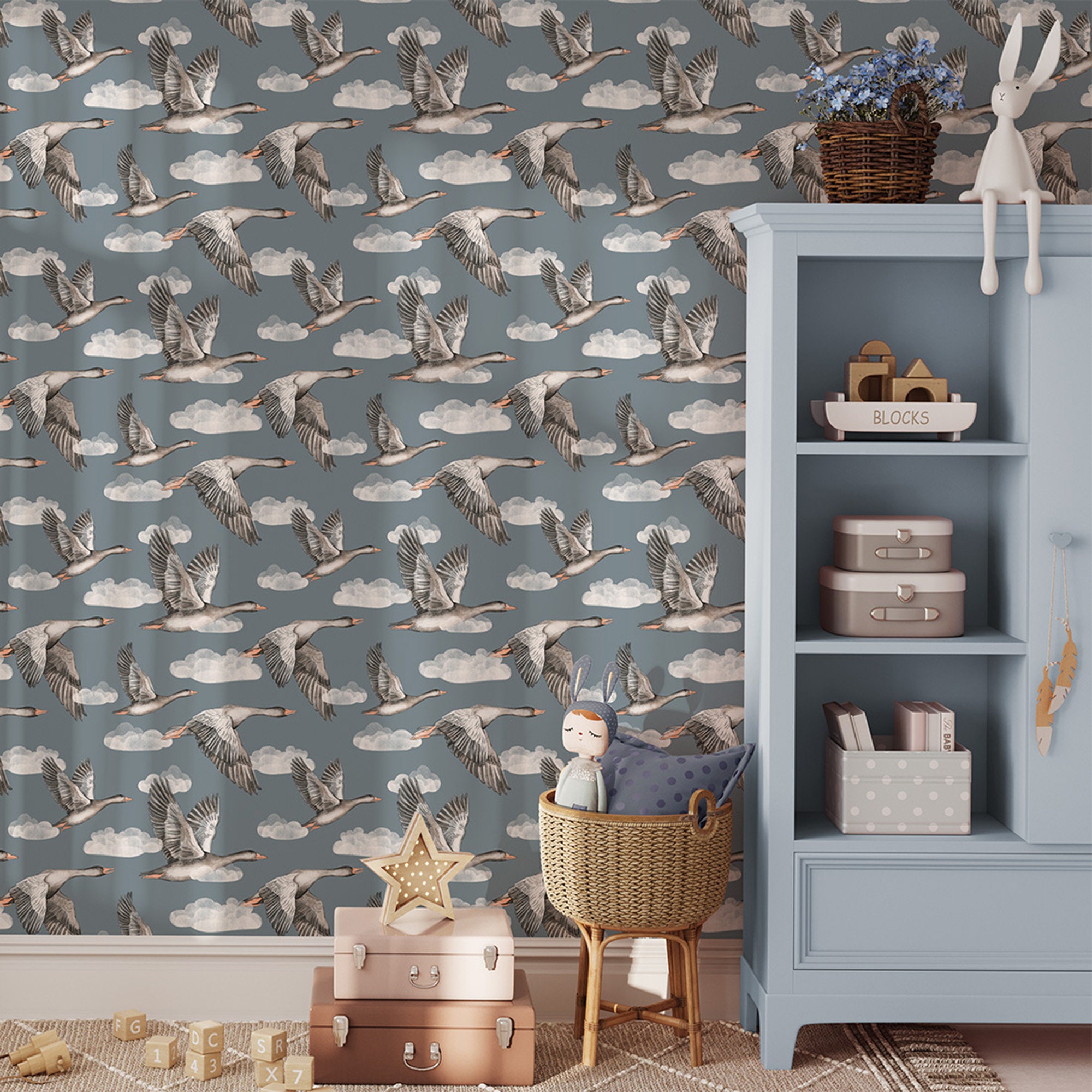 Goose And Goslings Wallpaper Adorable Geese Wallpaper For Kids' Room