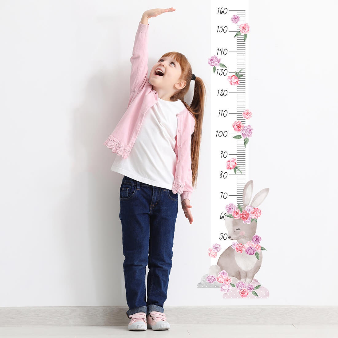 Wall Decor HEIGHT CHART Rabbit Pink Growth Chart for Kids | Etsy