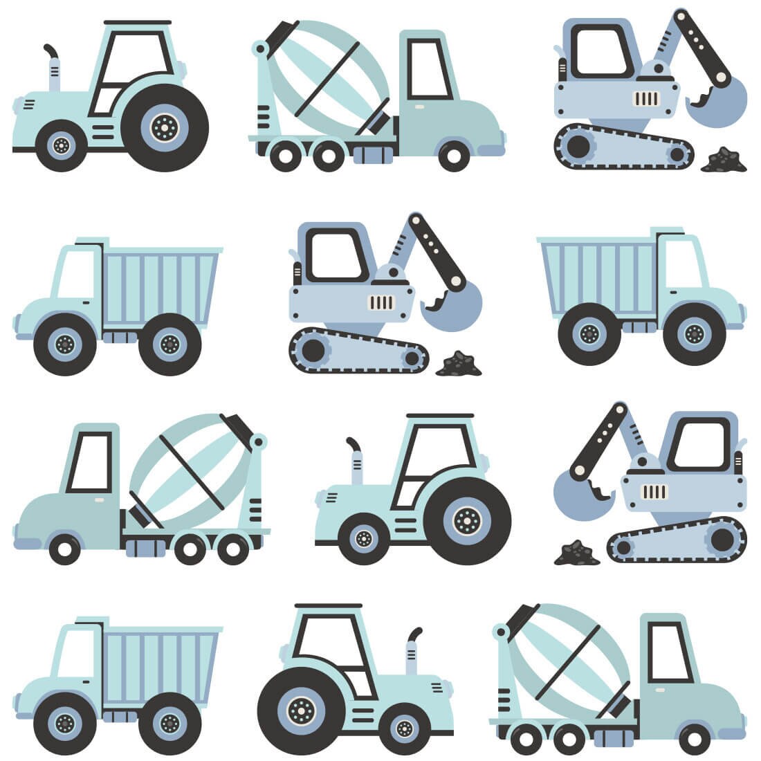 CONSTRUCTION Wall Decals / Trucks Vinyl Stickers / Blue Cars - Etsy