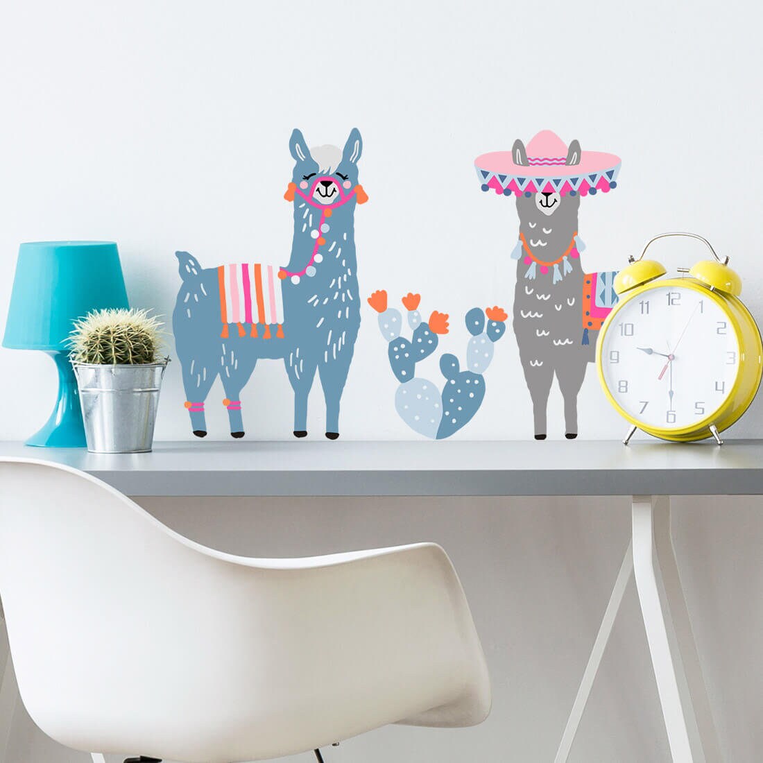 LLAMAS SET Wall Decal / Animal Decor / Cactus Wall Decal / Llamas Wall ...