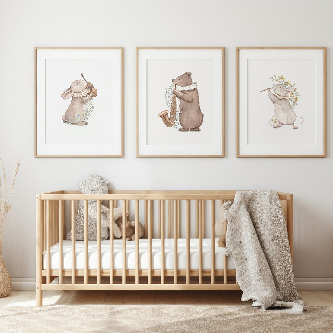 Cute Kids Room Poster Trio - Hand-painted Watercolor Prints, Children's ...