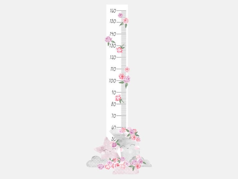 Wall decor HEIGHT CHART moon pink growth chart for kids | Etsy
