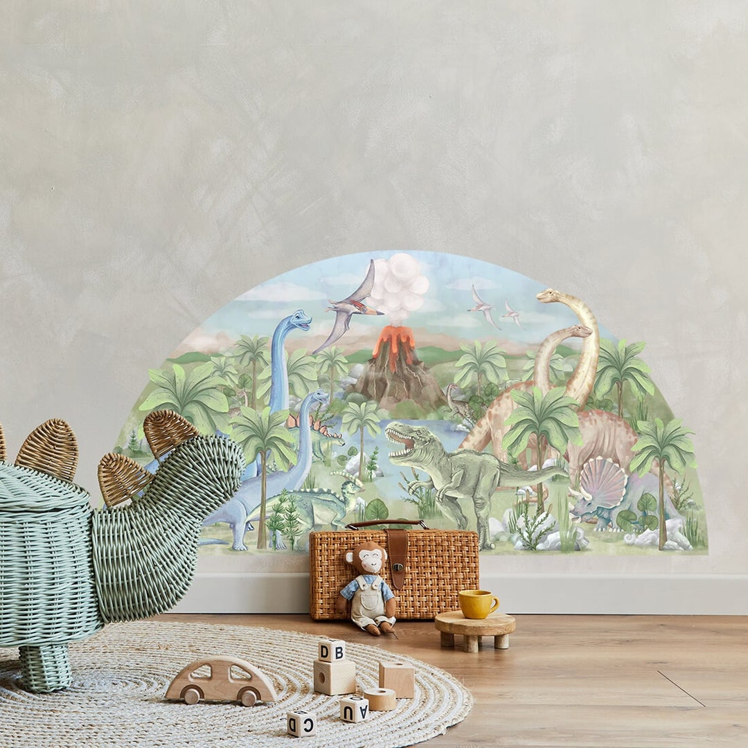 Dinosaur Wall Decal - Jurassic-sized Decal With Dinosaurs for Kids - Etsy