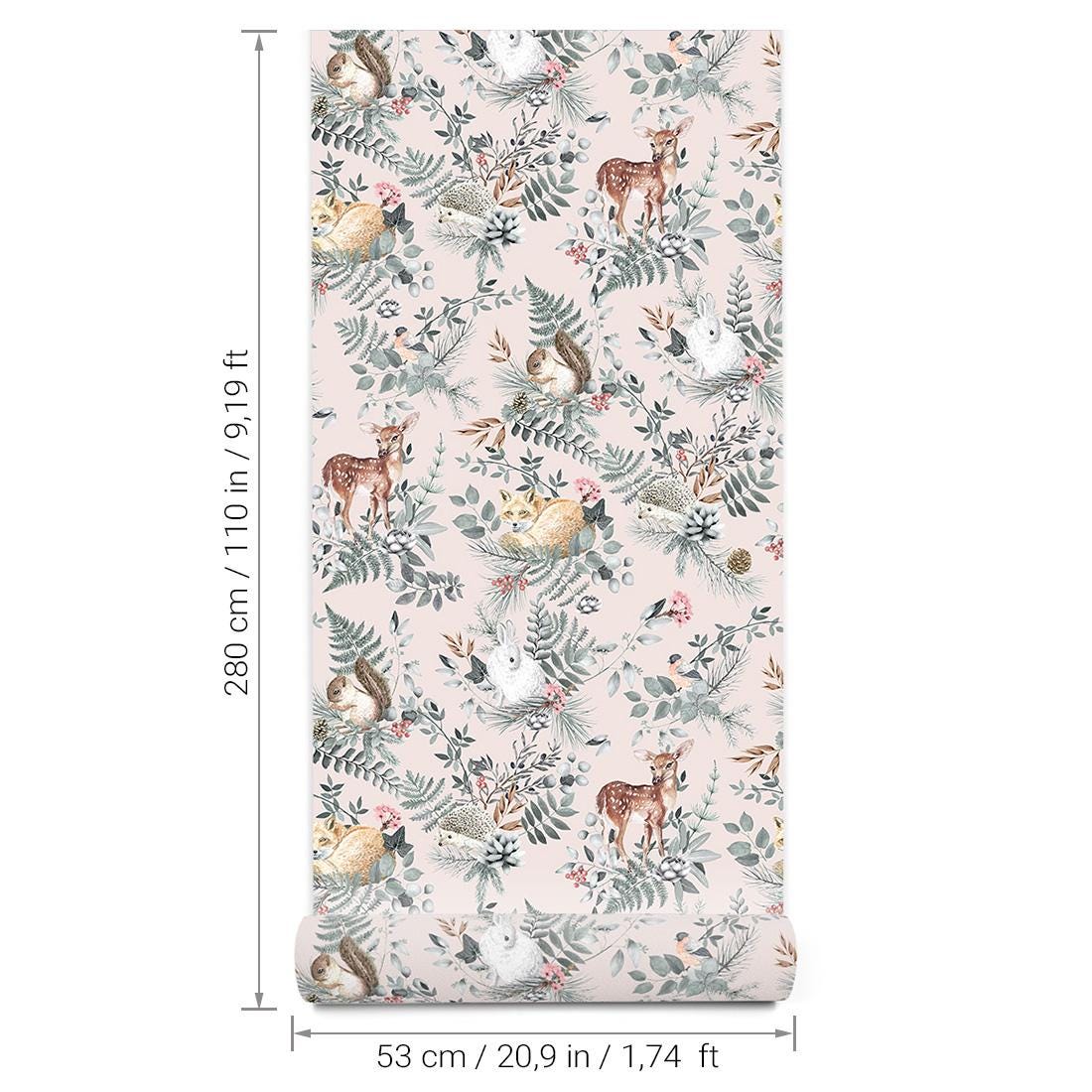 Boho Woodland Nursery Wallpaper - Cute Animals Wall Decor - Forest ...