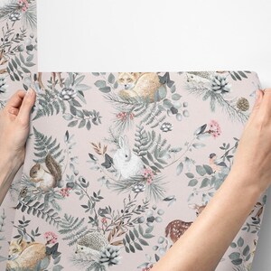 Boho Woodland Nursery Wallpaper - Cute Animals Wall Decor - Forest ...