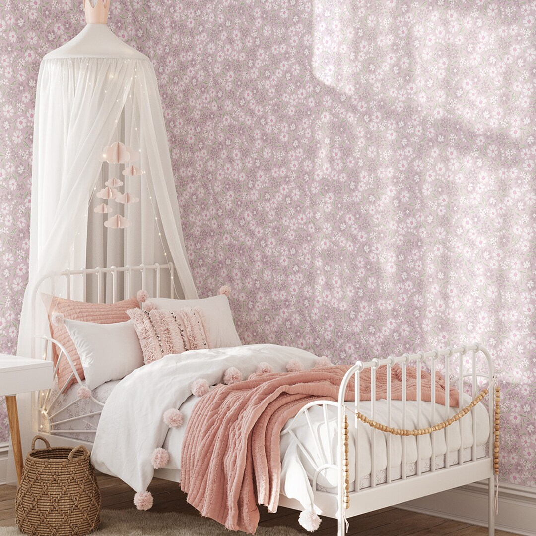 Daisy Wallpaper Pink - Daisies Pattern Wallpaper for Kids' Room - Etsy