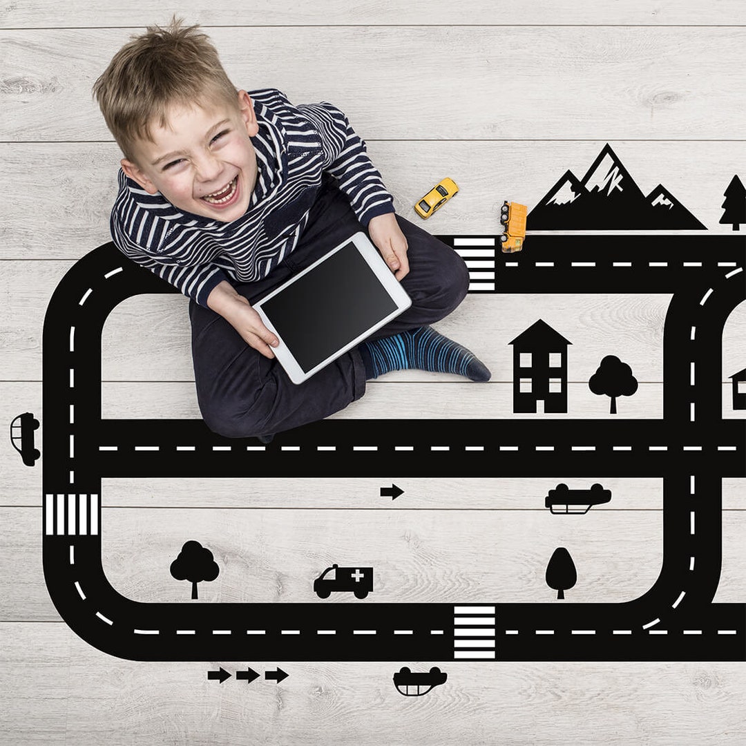 Floor Sticker RACE TRACK Car, Kids Wall Art, Nursery Decor, Playroom ...