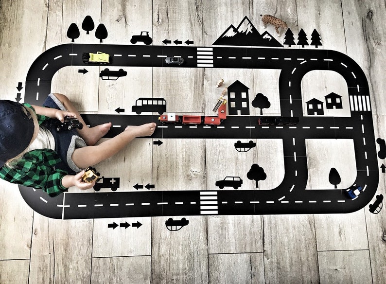 Floor sticker RACE TRACK car kids wall art nursery decor | Etsy
