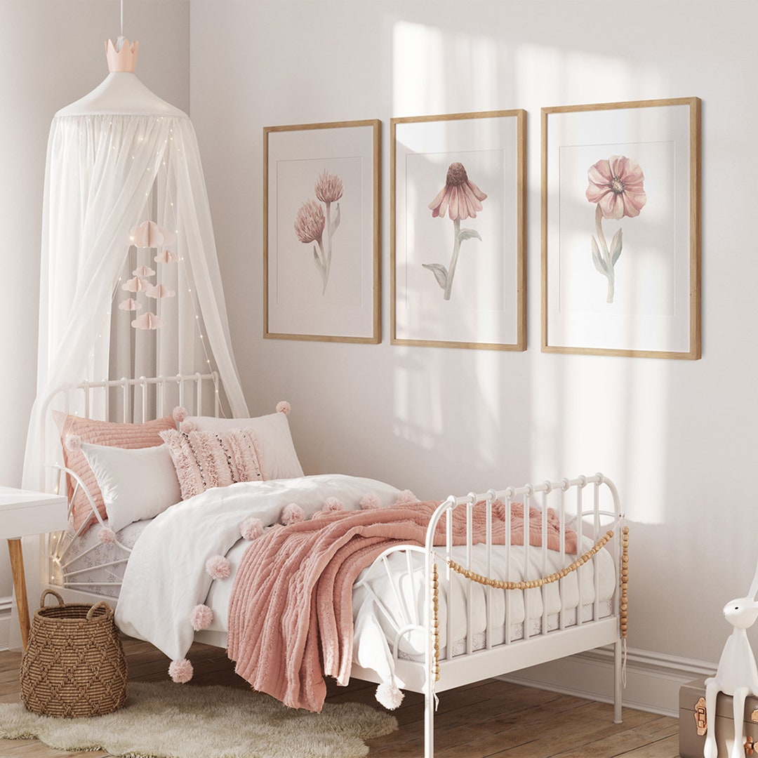 Set 3 X Poster With Flowers - Hand-painted Poster, Flowers Art ...