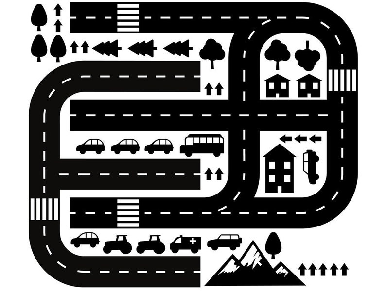 Floor sticker RACE TRACK car kids wall art nursery decor | Etsy