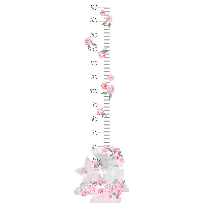 Wall Decor HEIGHT CHART Moon Pink Growth Chart for Kids - Etsy