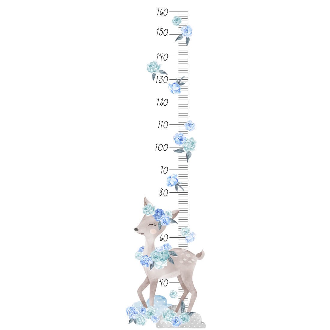 Wall Decor HEIGHT CHART Baby Deer Blue Nursery Wall Art | Etsy