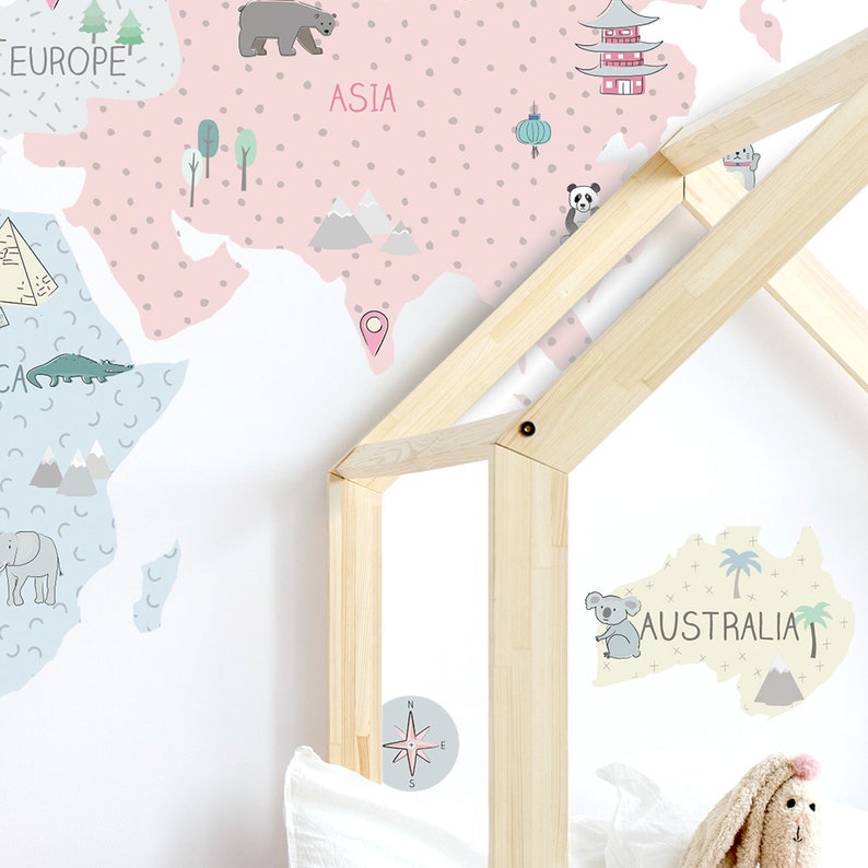 WORLD MAP Wall Decal for Kids / Nursery Decor / Kids Decal / - Etsy
