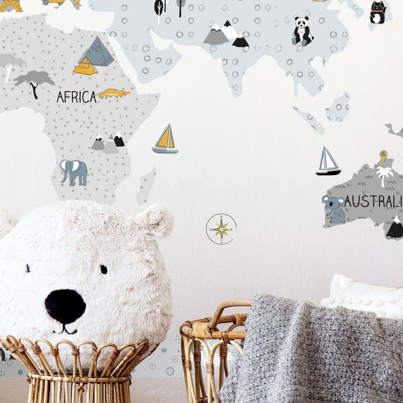 WORLD MAP Wall Decal for Kids / Nursery Decor / Wall Art Kids - Etsy