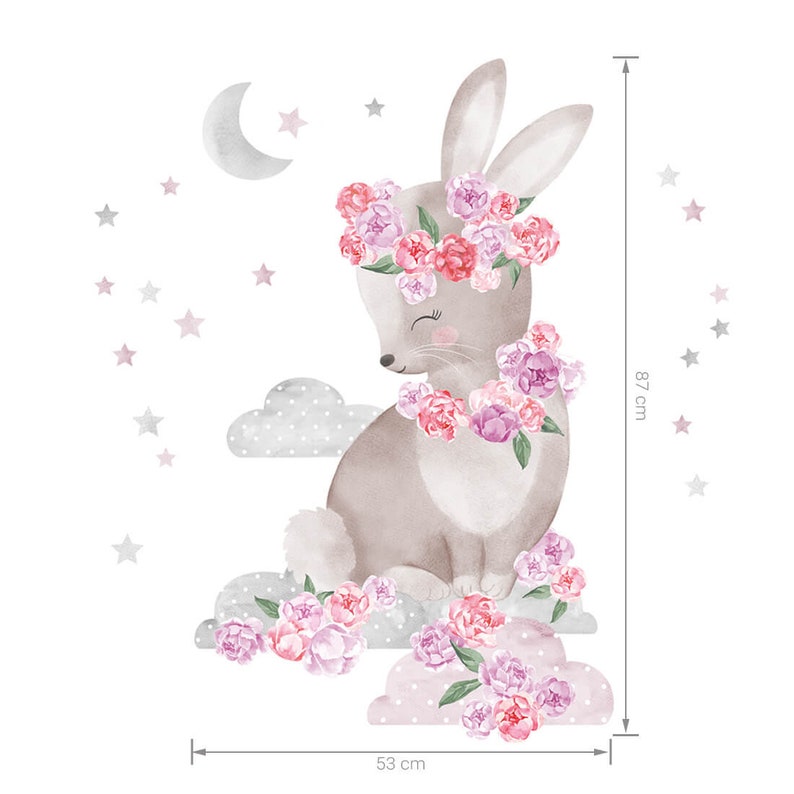 Wall Decor RABBIT Pink Kids Room Wall Art Animal Wallpaper - Etsy