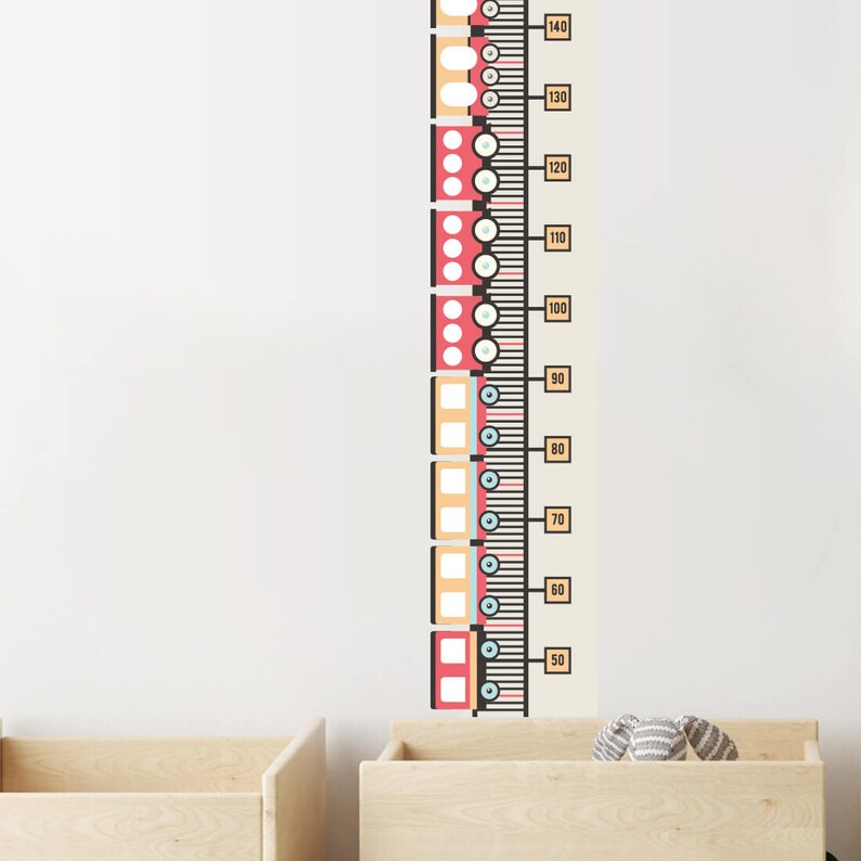 Train Metric Height Chart Wall Decal for Boys, Measurement Chart, Child ...