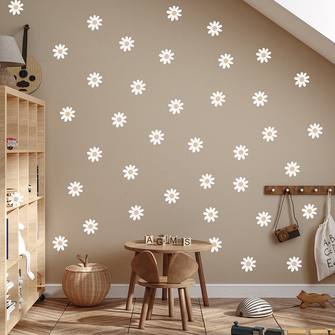 DAISY Wall Decal (22 Pcs) / White Daisy Sticker / Nursery Decor / Boho ...