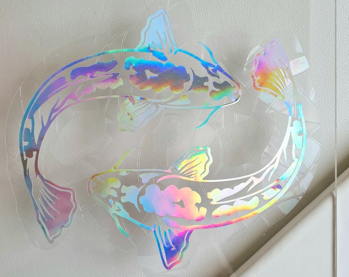 Koi Carp Stained Glass Window Cling Window Sticker Decal No Adhesive ...