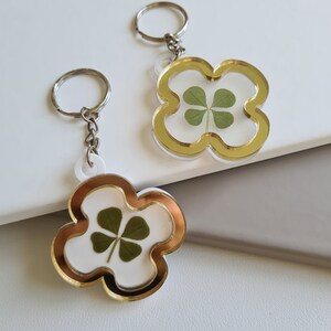 Four Leaf Clover Keyring Good Luck Gift Genuine Real Four Leaf Clover ...