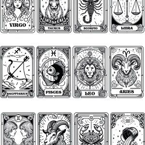 Star Sign Tarot Card Art Hand-painted Astrology Signage Tarot Wall Art ...
