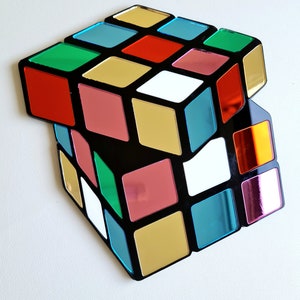 Rubiks Cube Mirror Art Rubik's Cube Wall Decor Gamer Art Puzzle Games ...