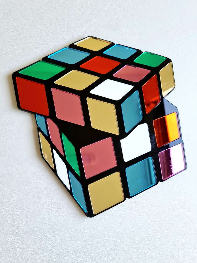 Rubiks Cube Mirror Art Rubik's Cube Wall Decor Gamer Art Puzzle Games ...