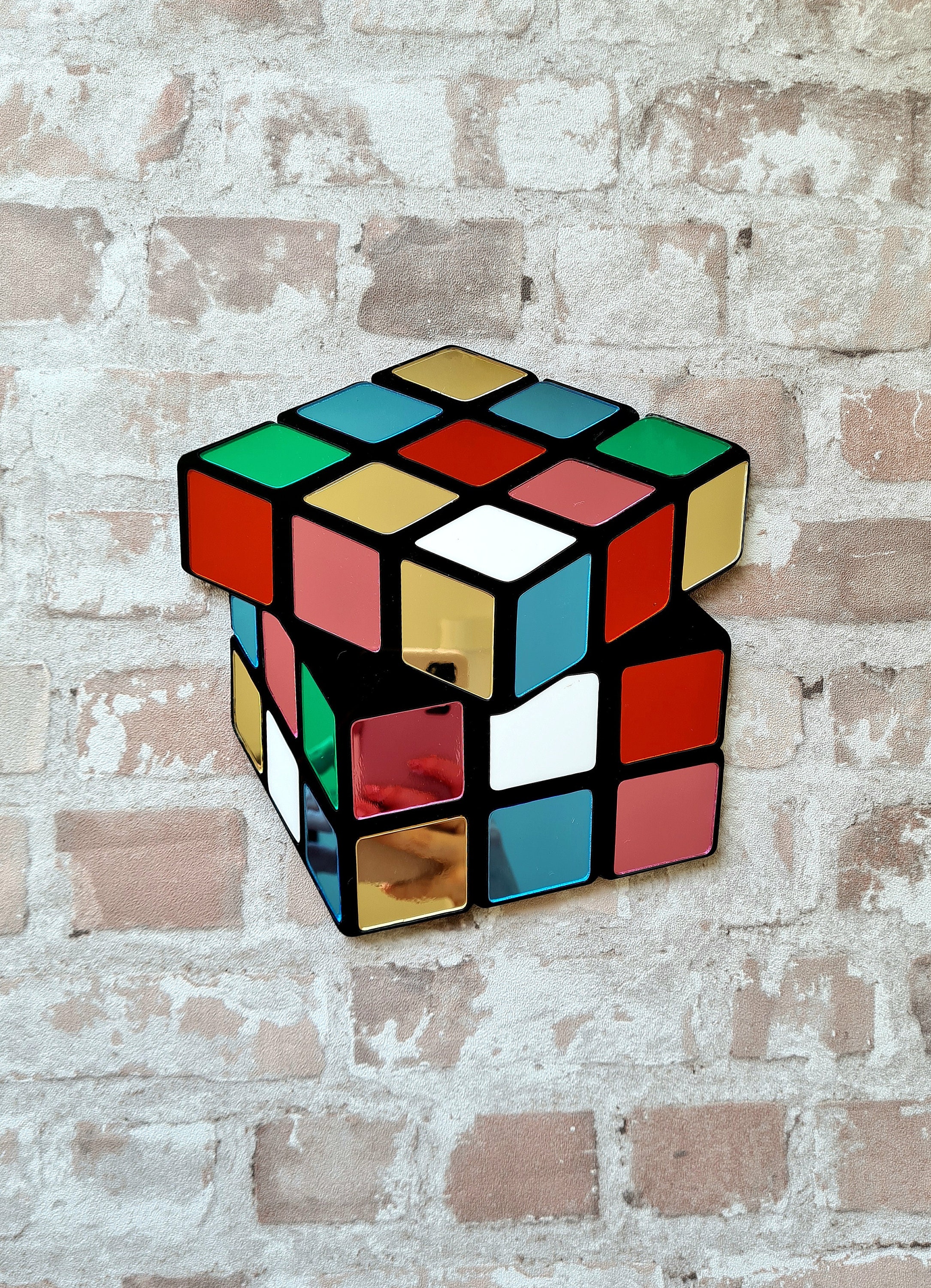 Rubiks Cube Mirror Art Rubik's Cube Wall Decor Gamer Art Puzzle Games ...